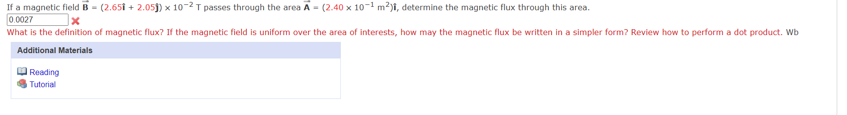 Solved If a magnetic field B=(2.65i^+2.05j^)×10−2 T passes | Chegg.com