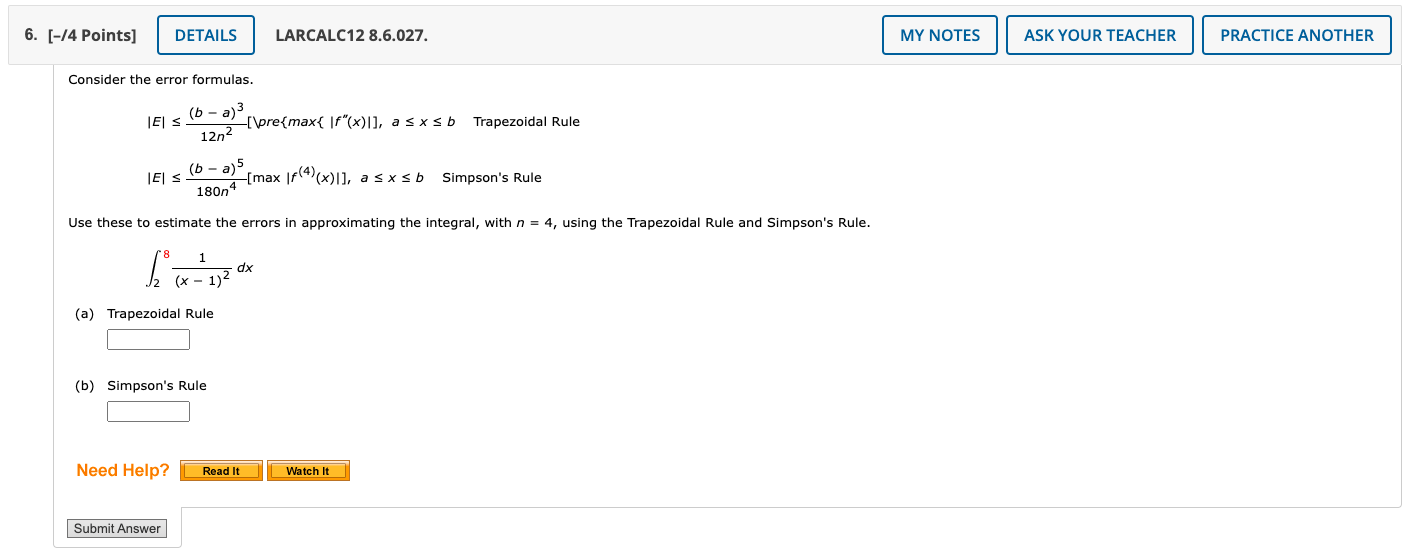 Consider the error formulas. | Chegg.com