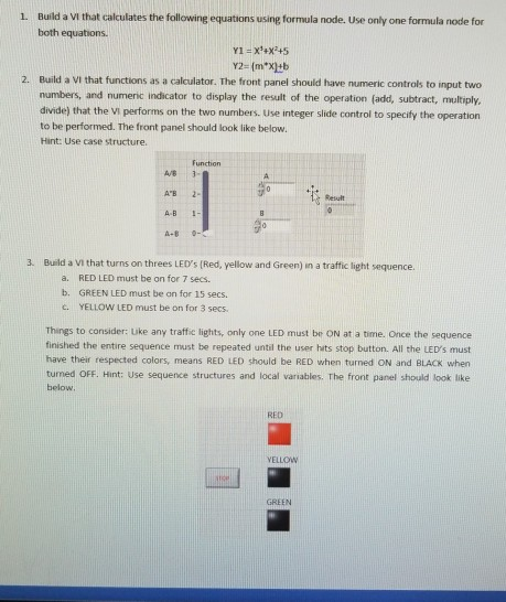 Solved 1. Build a Vi that calculates the folowing equations | Chegg.com