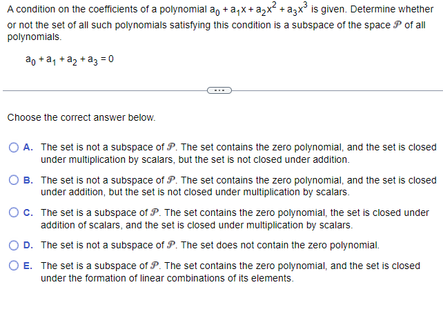 Solved A condition on the coefficients of a polynomial | Chegg.com