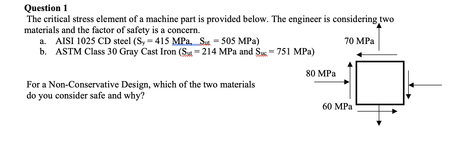 Solved Question 1 The critical stress element of a machine | Chegg.com
