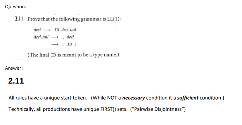 Solved will give thumbs up. LL parser question. Below is | Chegg.com