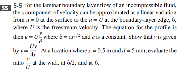 Solved 5.5 For the laminar boundary layer flow of an | Chegg.com