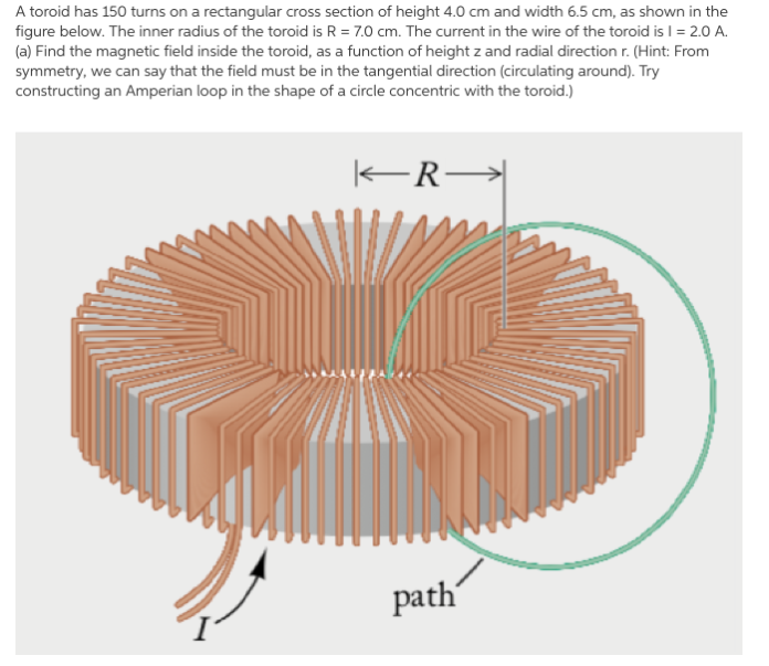 Solved A toroid has 150 turns on a rectangular cross section | Chegg.com