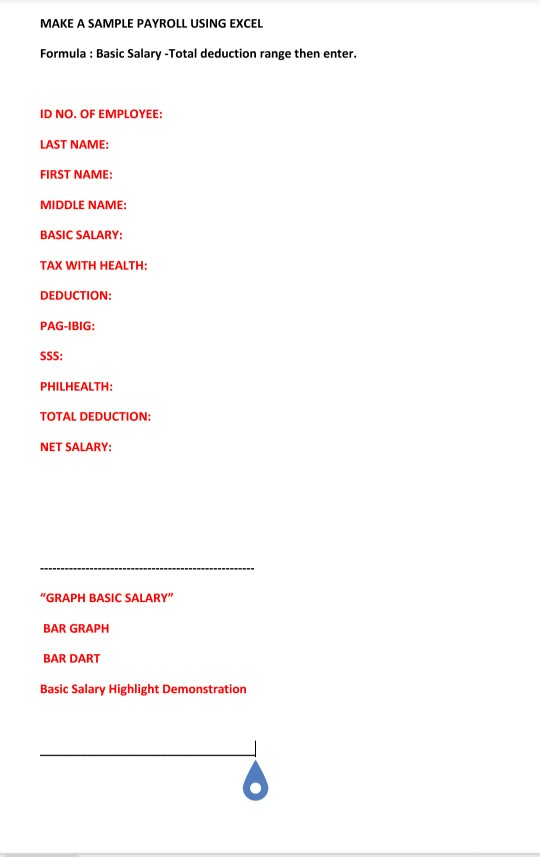 Solved MAKE A SAMPLE PAYROLL USING EXCEL Formula : Basic | Chegg.com