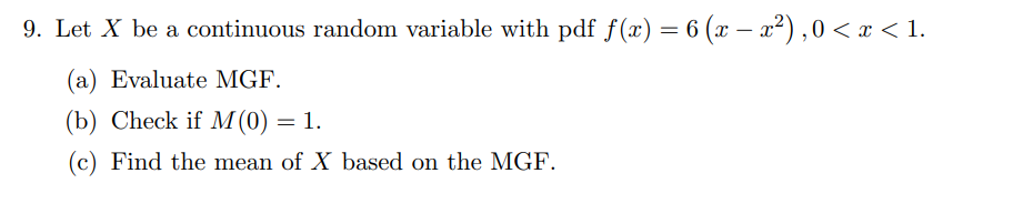 Solved 9. Let X be a continuous random variable with pdf | Chegg.com