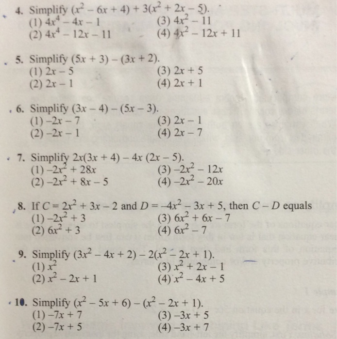 Solved 4 Simplify 6x 4 32 2 5 1 4x4 4x 1 2 4r 12x Chegg