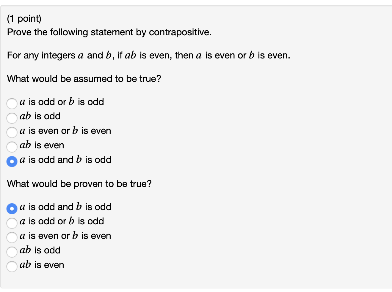 Solved (1 point) Prove the following statement by | Chegg.com