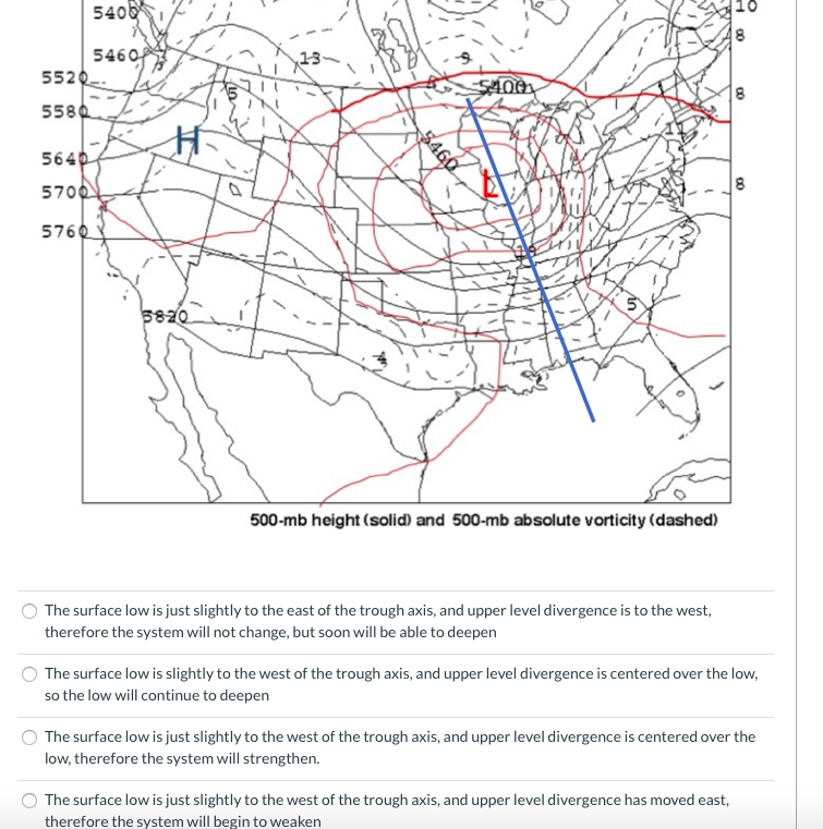 Solved Examine the 500 mb geopotential height plot (troughs | Chegg.com