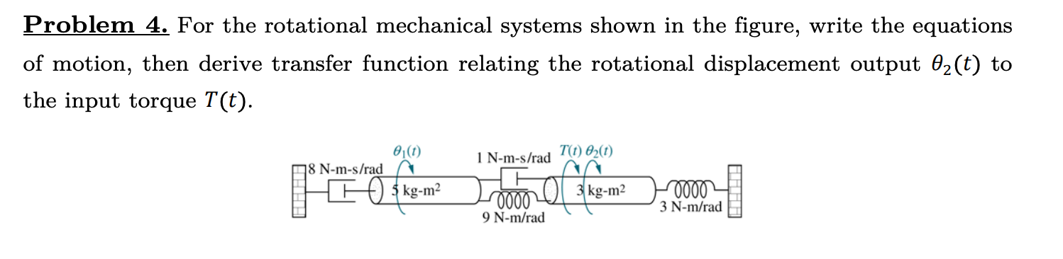 Solved Problem 4. For the rotational mechanical systems | Chegg.com