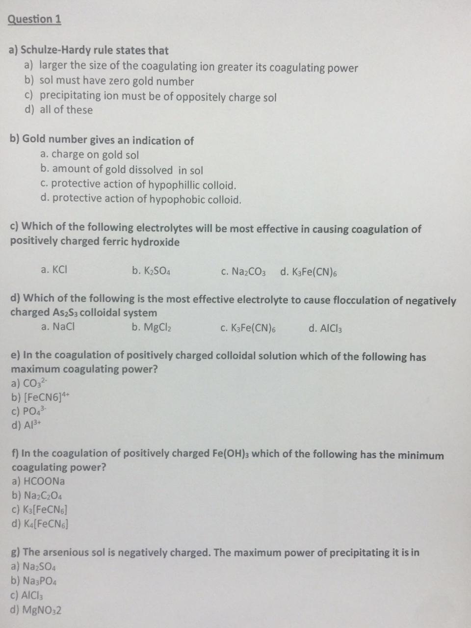 Solved Question 1 a) Schulze-Hardy rule states that a) | Chegg.com
