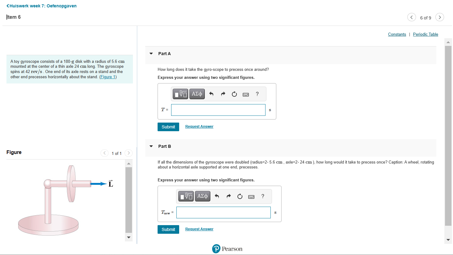 Solved A toy gyroscope consists of a 180−g disk with a | Chegg.com