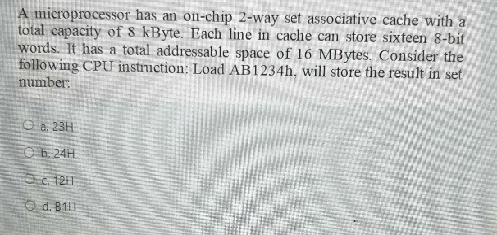 A microprocessor has an on-chip 2-way set associative | Chegg.com