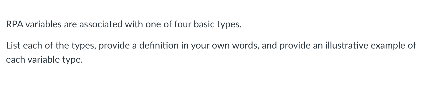 Solved Rpa Variables Are Associated With One Of Four Basic 
