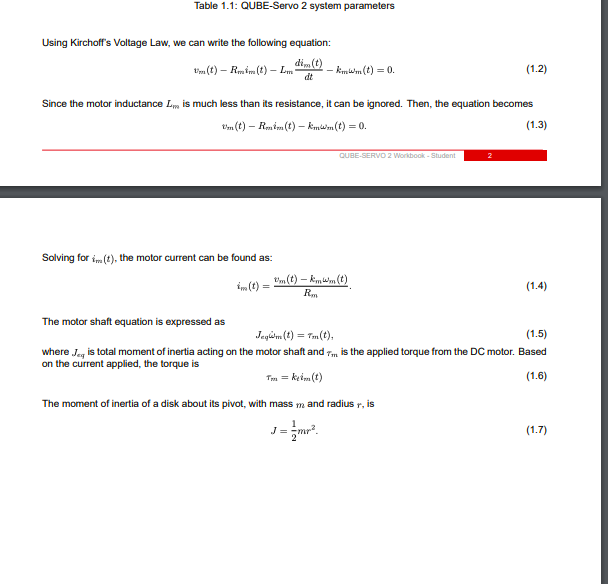 The Quanser QUBE-Servo 2 is a direct-drive rotary | Chegg.com