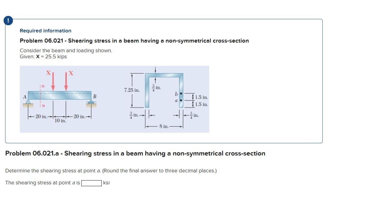 Solved Required information Problem 06.021 - Shearing stress | Chegg.com