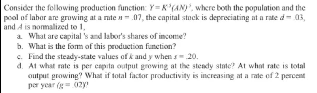 Solved Consider the following production function: | Chegg.com