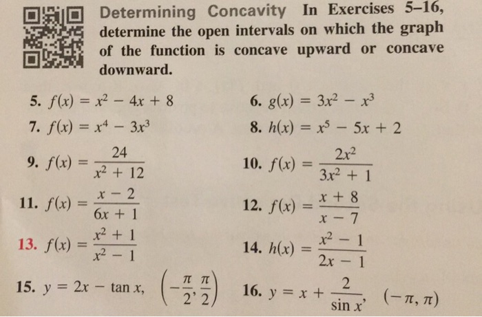 Solved Determining Concavity In Exercises 5-16, determine | Chegg.com