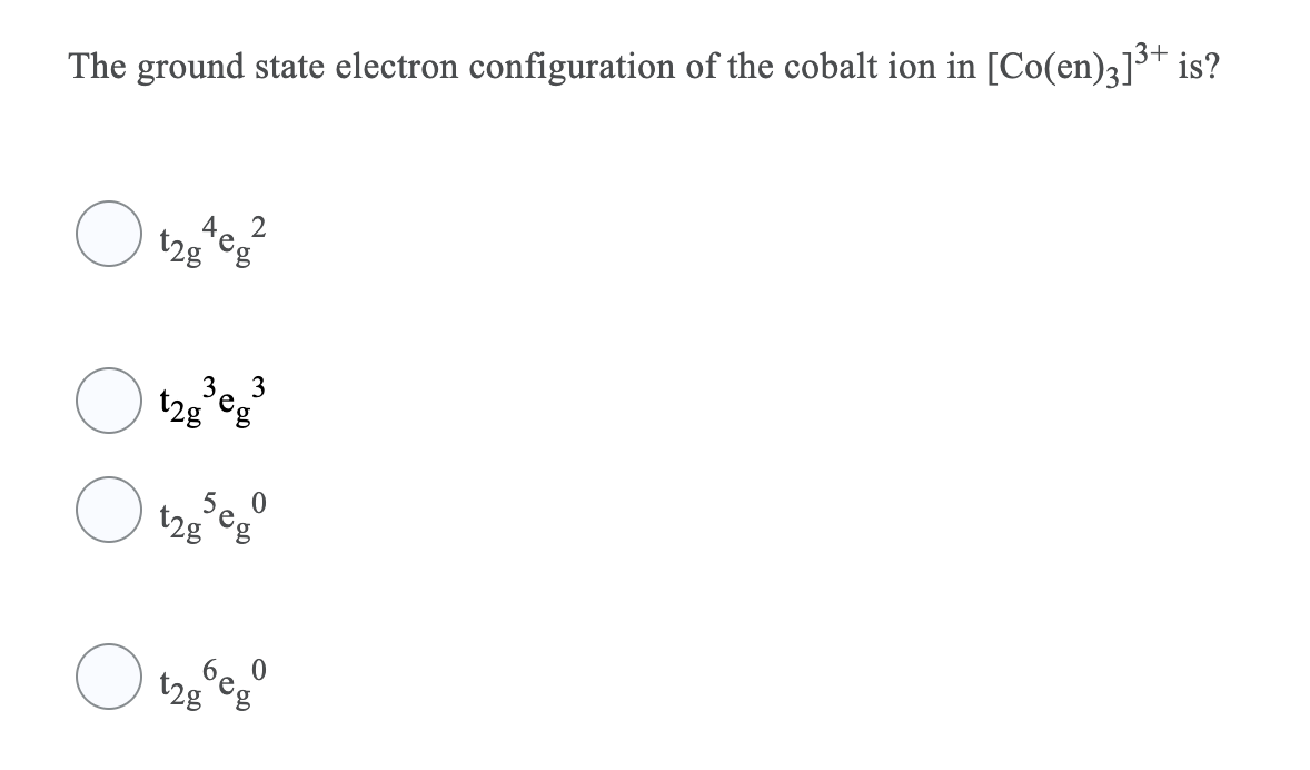 Solved The ground state electron configuration of the cobalt | Chegg.com