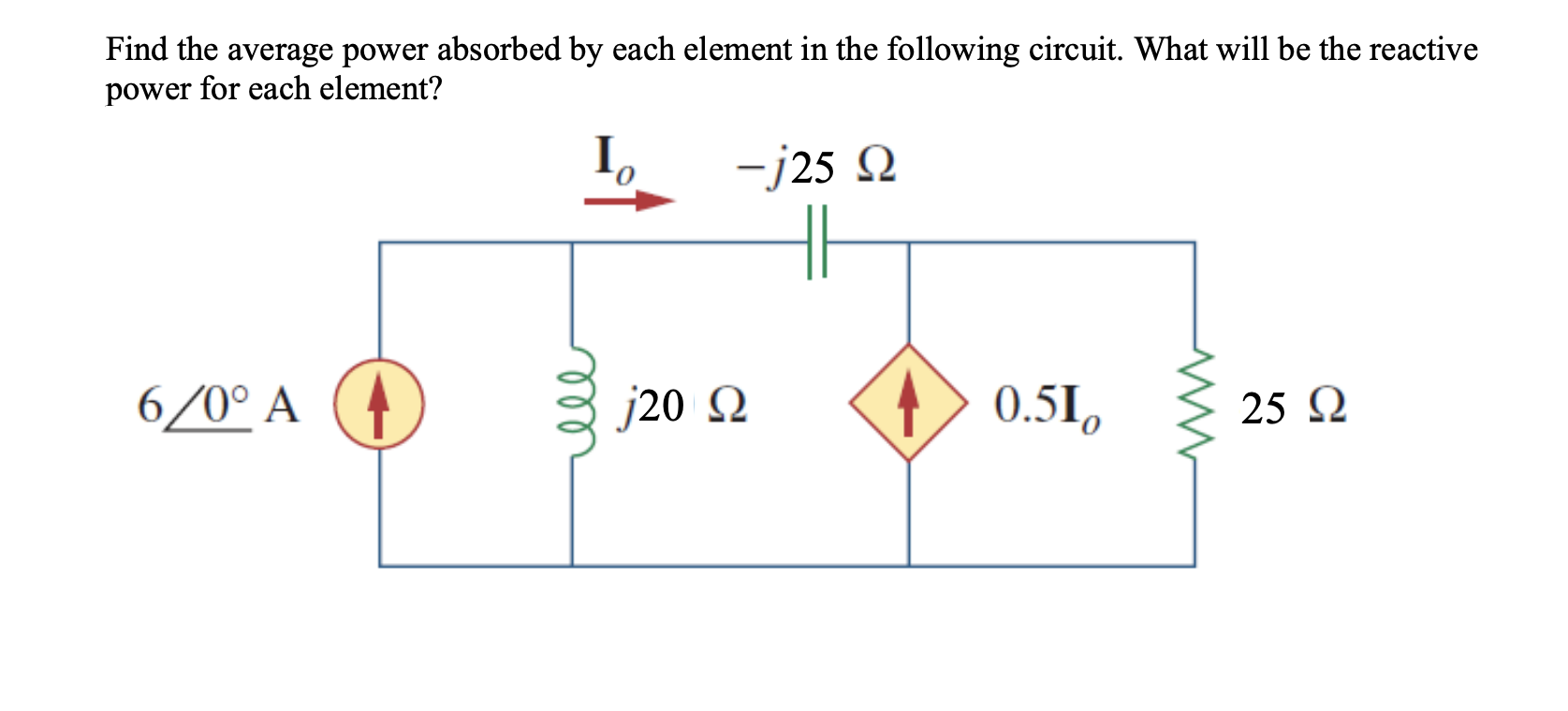 Solved Find the average power absorbed by each element in | Chegg.com