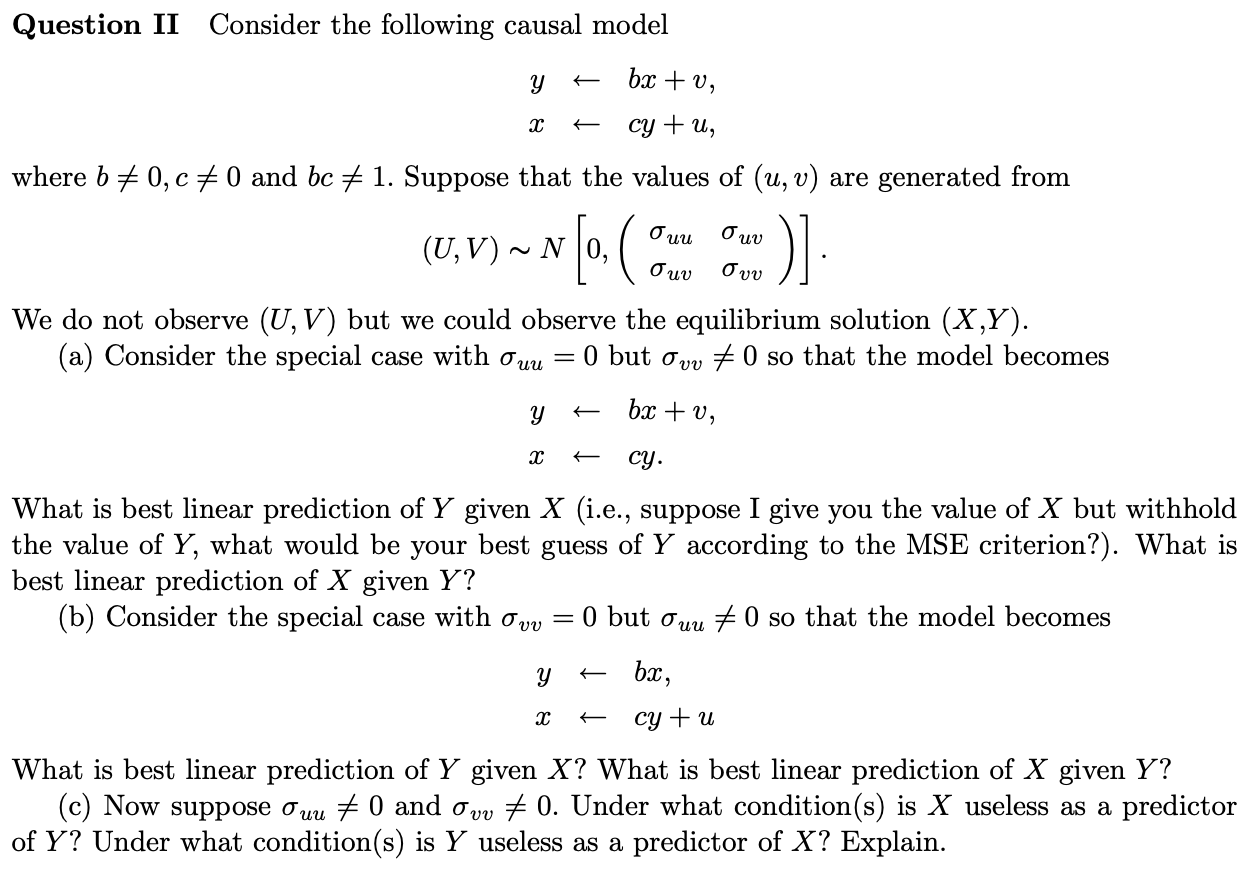 Solved Question II Consider the following causal model Y bx | Chegg.com