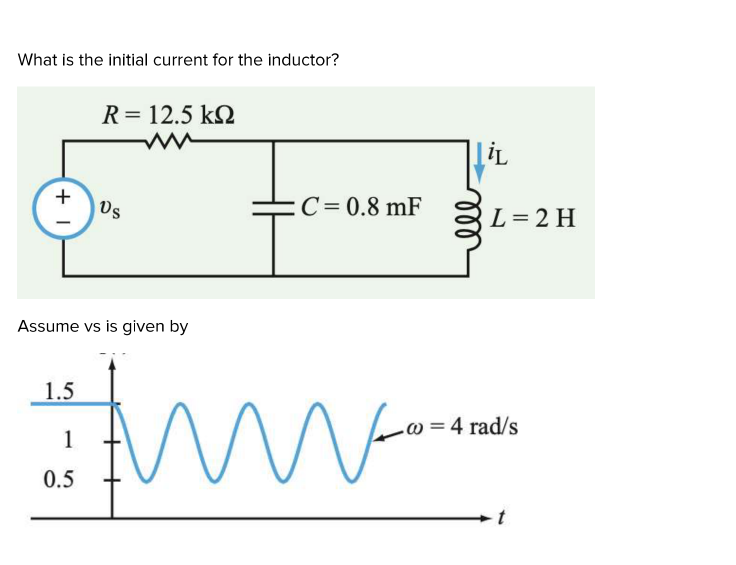 Solved What is the initial current for the inductor? R = | Chegg.com