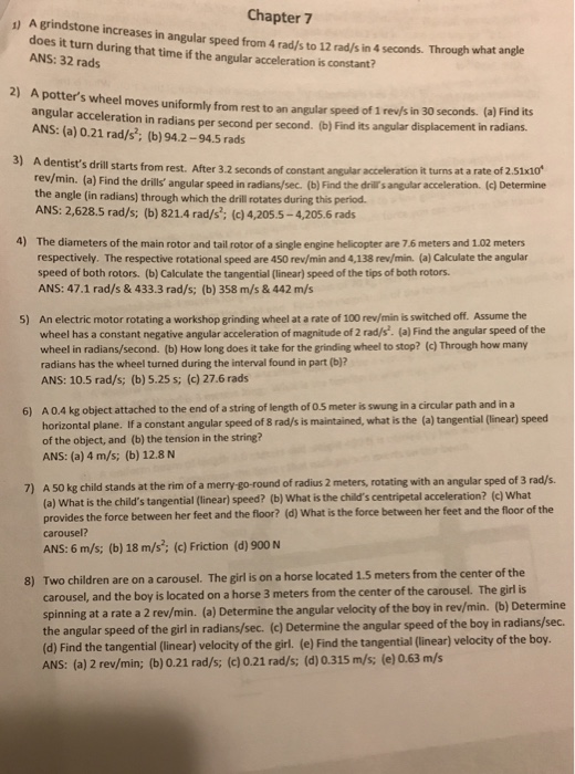 Solved Chapter 7 1)A grindstone increases in angular speed | Chegg.com