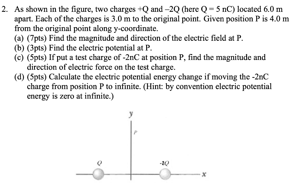 Solved 2. As shown in the figure, two charges +Q and -2Q | Chegg.com