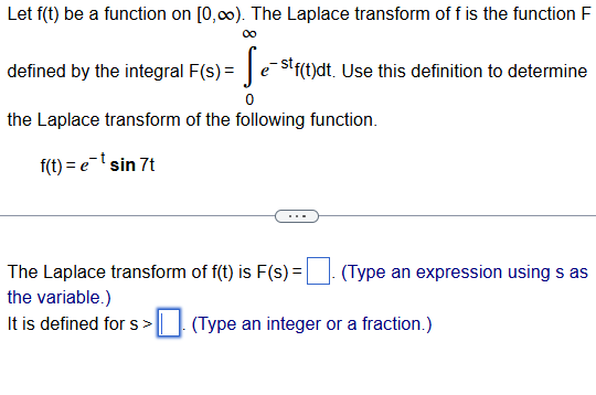 Solved Let f(t) be ﻿a function on [0,∞). ﻿The Laplace | Chegg.com