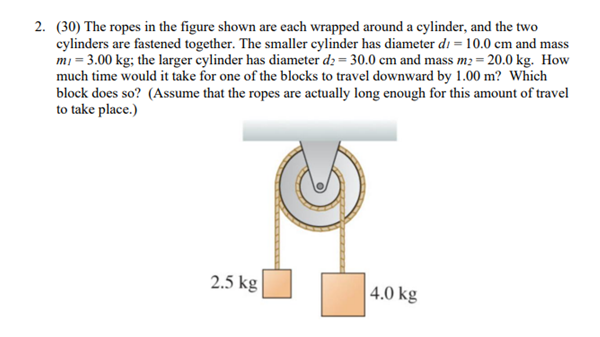 Solved 2. (30) The ropes in the figure shown are each | Chegg.com