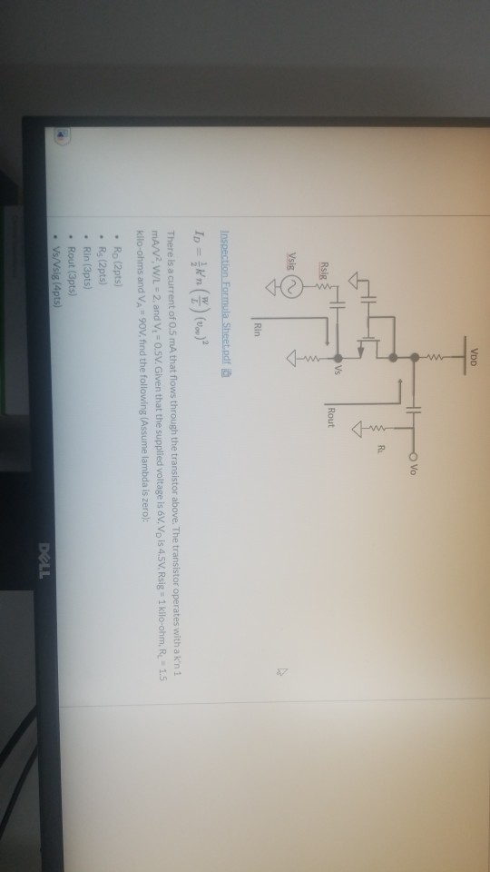 Solved VOD ovo 3 R Vs Rout Rsig w Rin Inspection Formula | Chegg.com