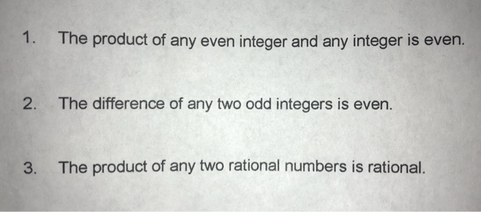 Solved 1 The Product Of Any Even Integer And Any Integer Is 3101