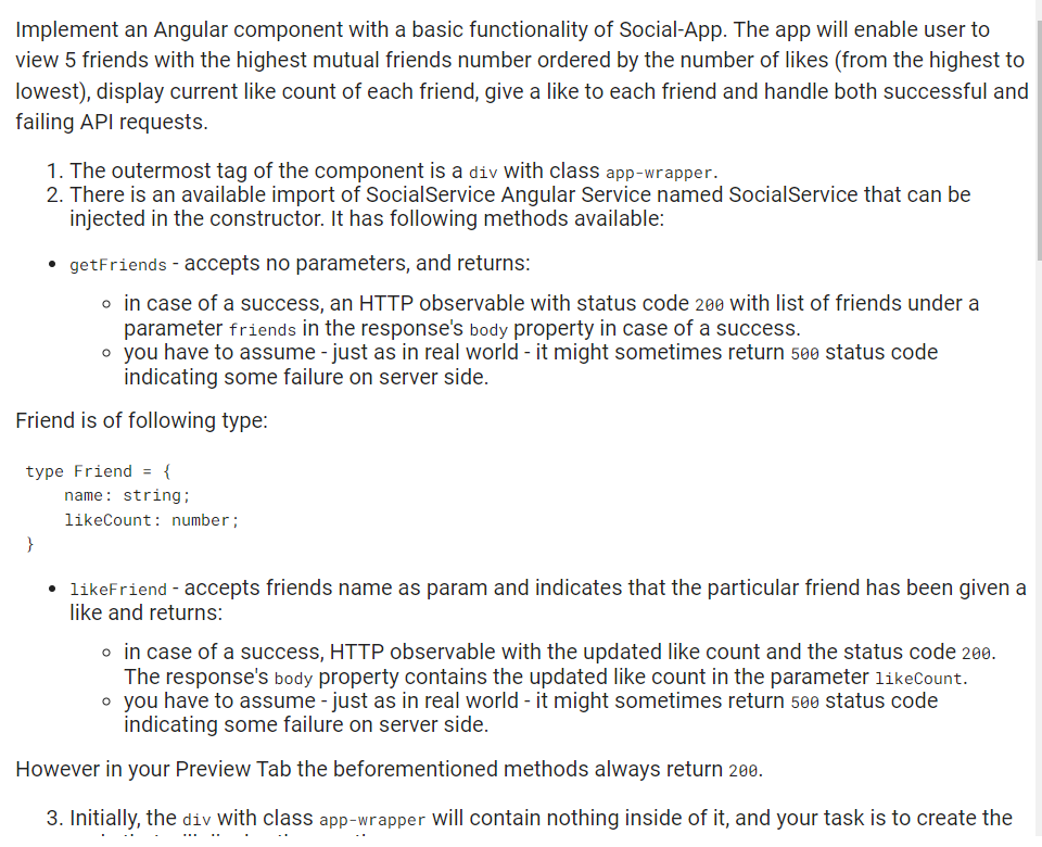 Implement an Angular component with a basic | Chegg.com
