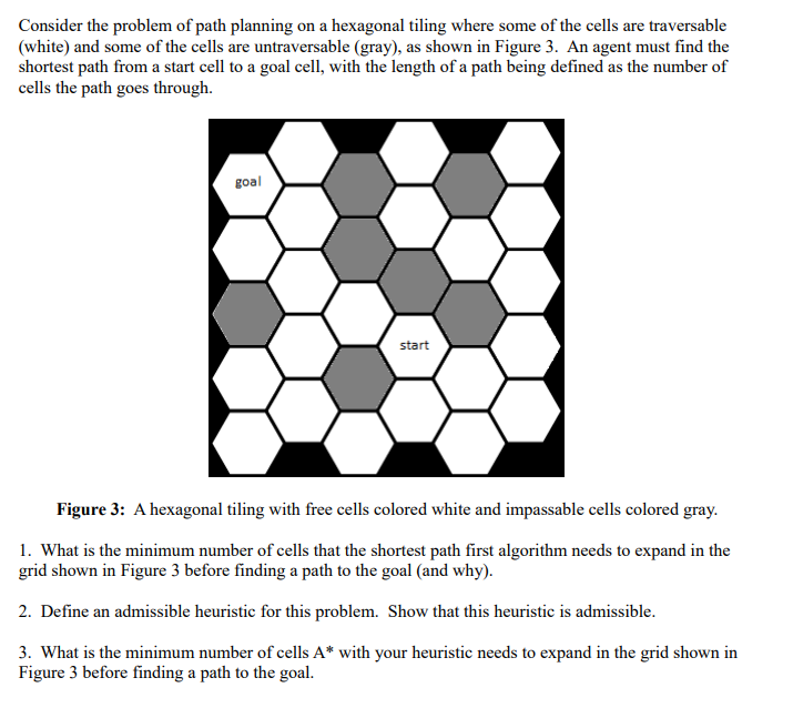 Consider the problem of path planning on a hexagonal | Chegg.com
