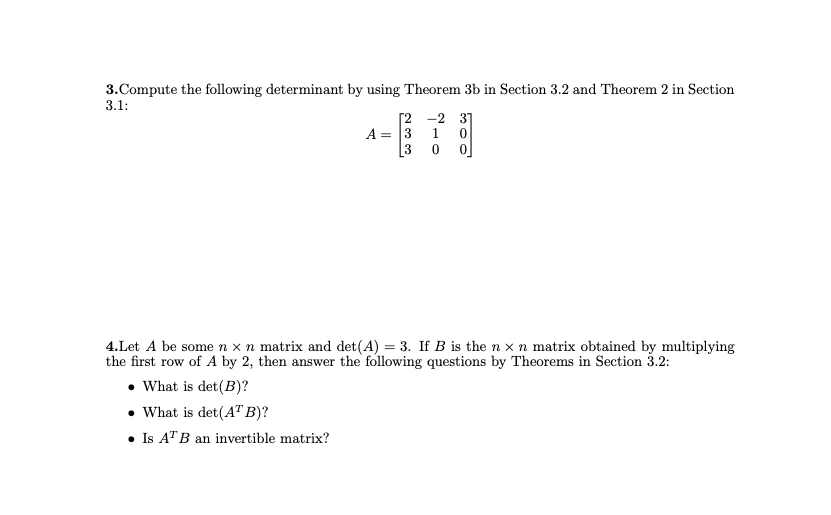 Solved 3.Compute the following determinant by using Theorem | Chegg.com
