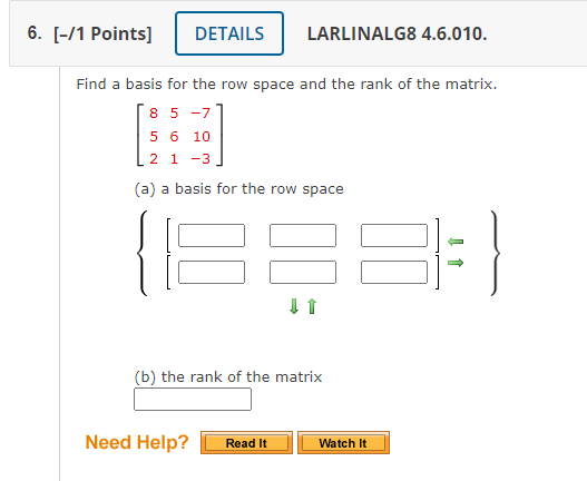 Solved Find a basis for the row space and the rank of the | Chegg.com