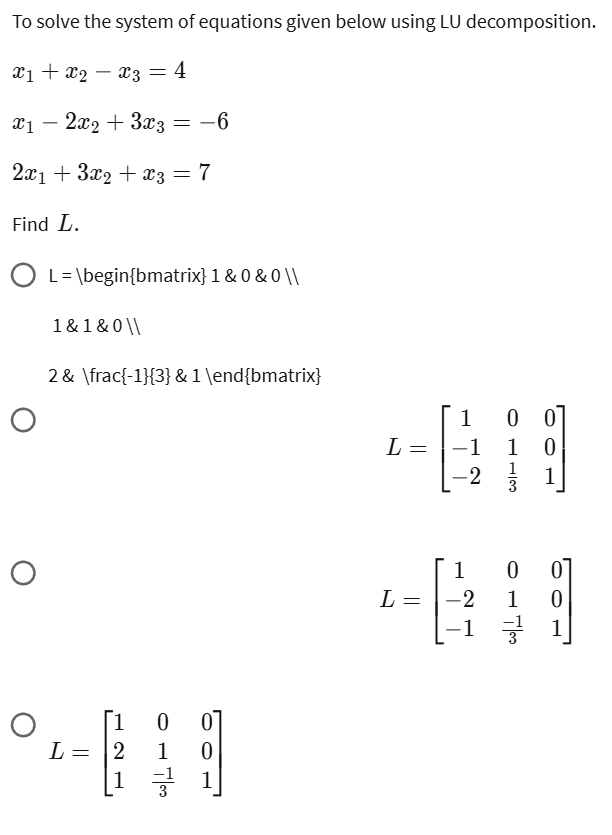 To ﻿solve the system of ﻿equations given below using | Chegg.com