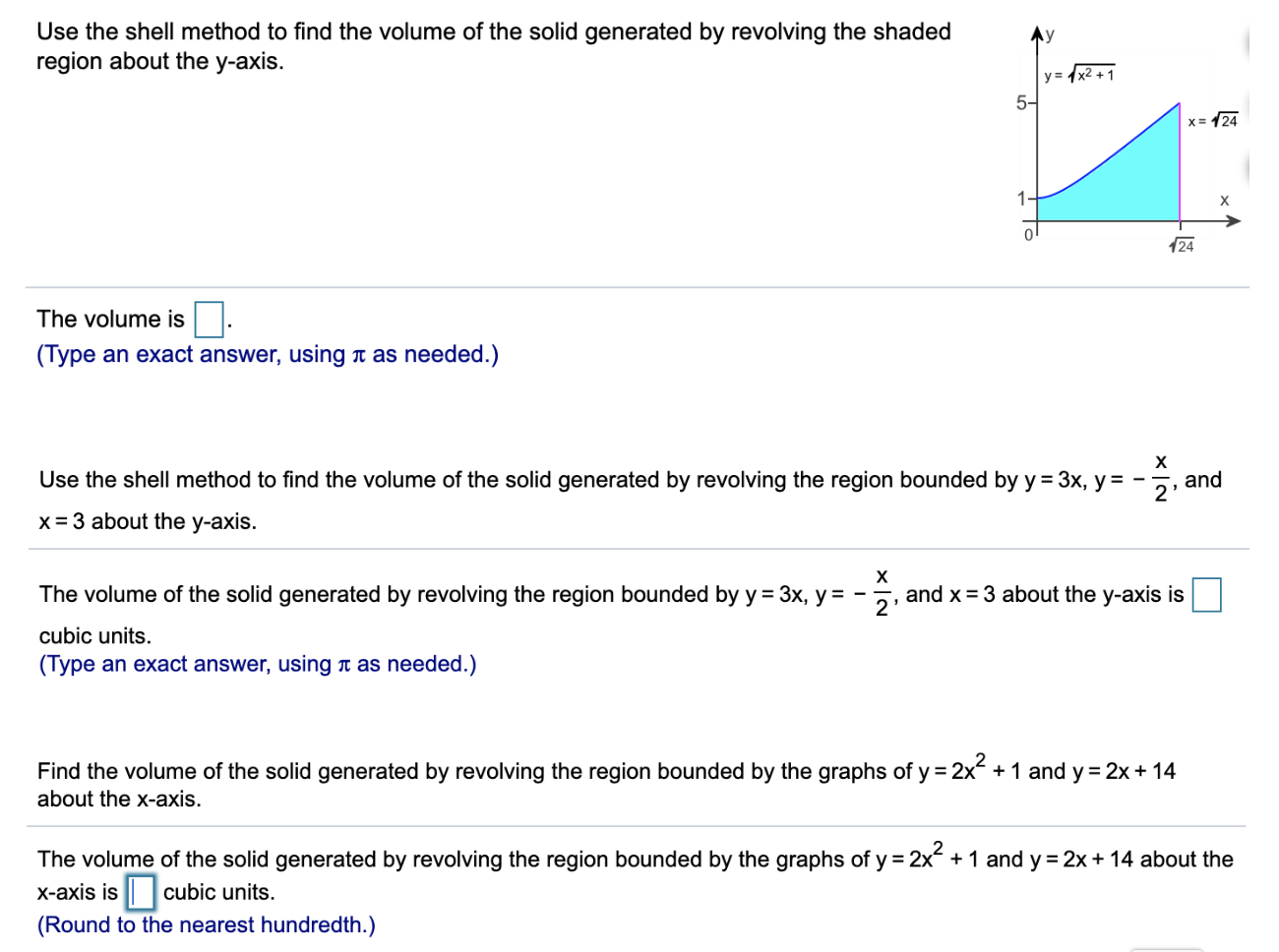 Solved Use the shell method to find the volume of the solid | Chegg.com