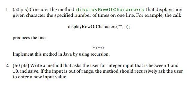 Solved 1. (50 pts) Consider the method | Chegg.com