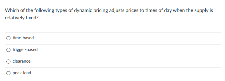 Solved Which of the following types of dynamic pricing | Chegg.com
