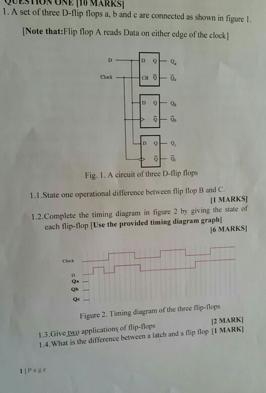Solved QUESTION UNE (10 MARKS 1. A set of three D-flip flops | Chegg.com