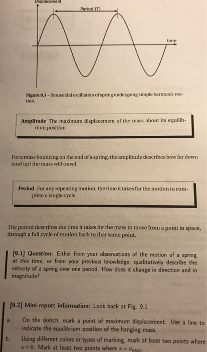 Solved time Figure 9.1-Sinusoidal oscillation of spring | Chegg.com