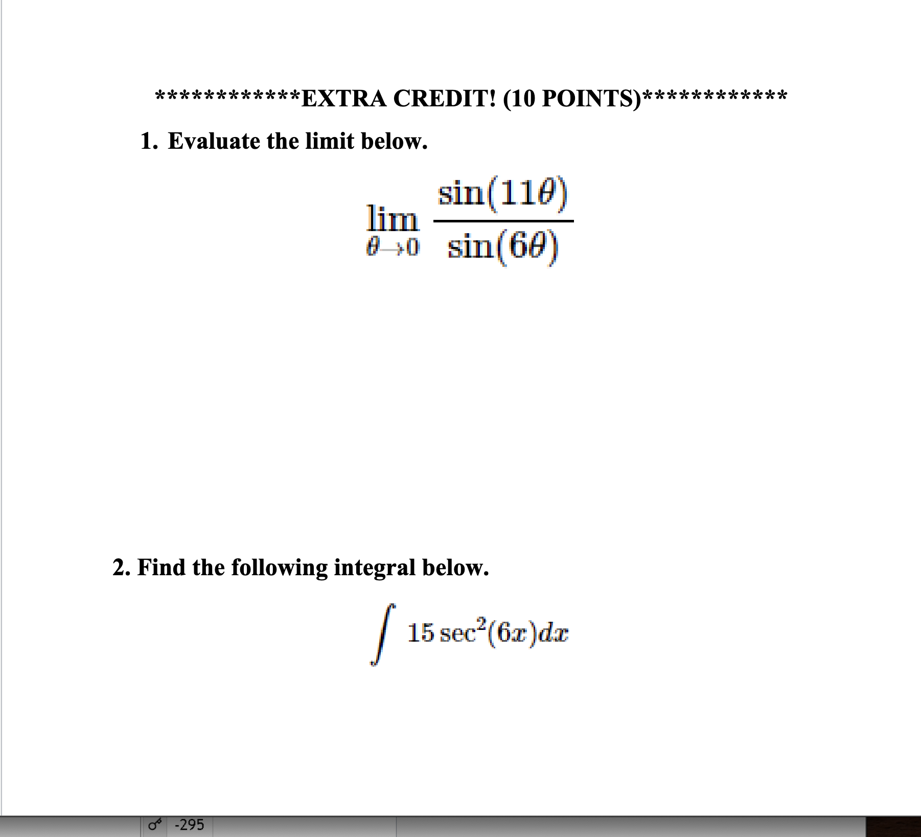 Solved ∗∗∗∗∗∗∗∗∗∗∗ EXTRA CREDIT! (10 POINTS) ∗∗∗∗∗∗∗∗∗∗∗∗ 1. | Chegg.com