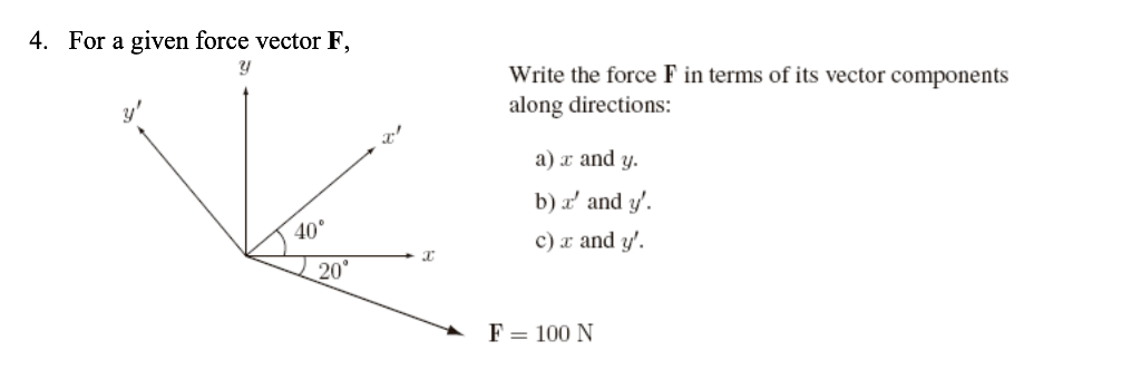 Solved 4. For a given force vector F, Write the force F in | Chegg.com