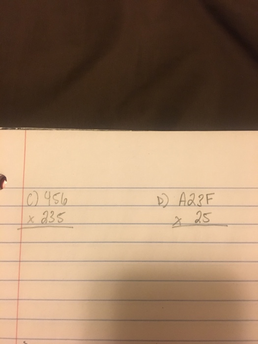 Solved Octal multiplication. C) 456 times 235 D) A23F | Chegg.com
