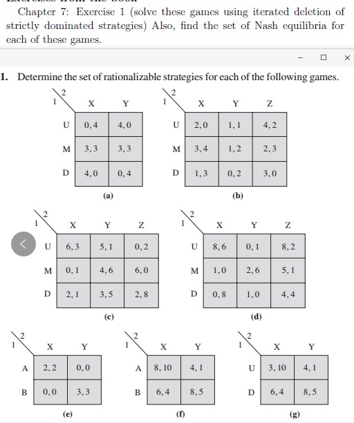 Solved Chapter 7: Exercise 1 (solve these games using | Chegg.com