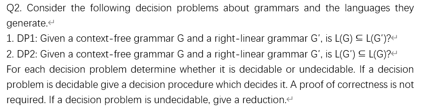 Solved Q2. ﻿Consider the following decision problems about | Chegg.com