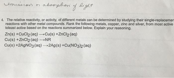 Solved on ab 4. The relative reactivity, or activity, of | Chegg.com