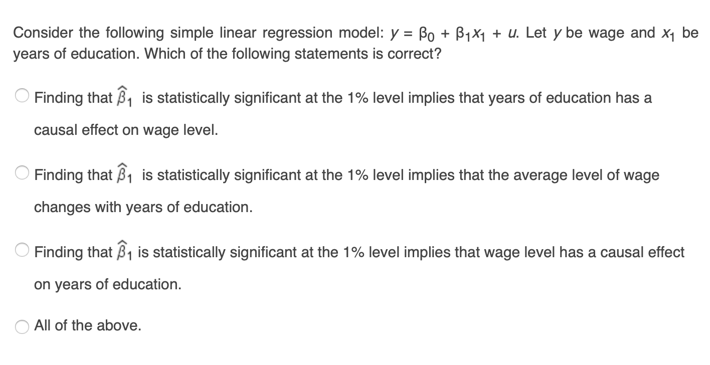 Solved Consider the following simple linear regression | Chegg.com