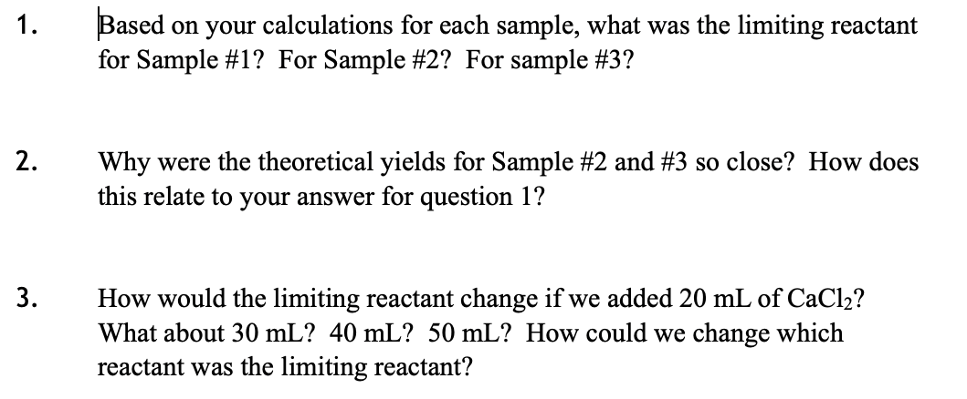 Solved CHE 101 Lab #6 Stoichiometric Precipitation Reaction | Chegg.com